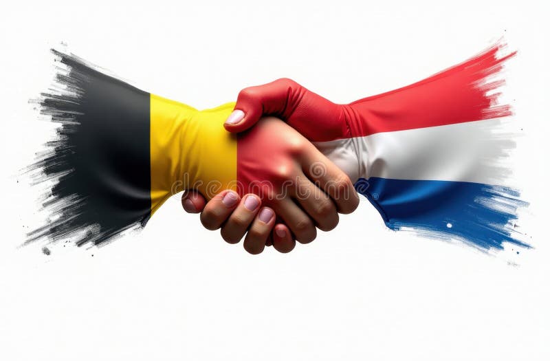 A Dutch Hand Shaking a Belgium Hand at 6-12-2024 Stock Illustration ...