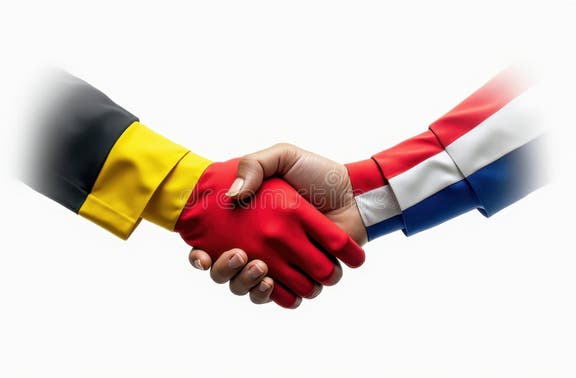 A Dutch Hand Shaking a Belgium Hand at 6-12-2024 Stock Illustration ...