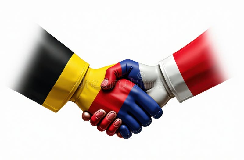 A Dutch Hand Shaking a Belgium Hand at 6-12-2024 Stock Illustration ...