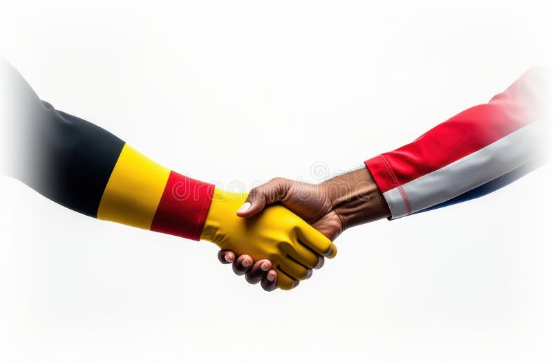 A Dutch Hand Shaking a Belgium Hand at 6-12-2024 Stock Illustration ...