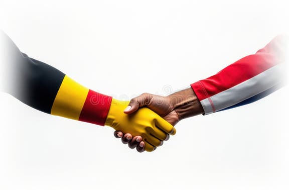 A Dutch Hand Shaking a Belgium Hand at 6-12-2024 Stock Illustration ...