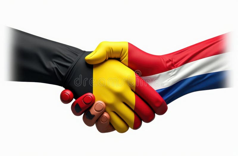 A Dutch Hand Shaking a Belgium Hand at 6-12-2024 Stock Illustration ...