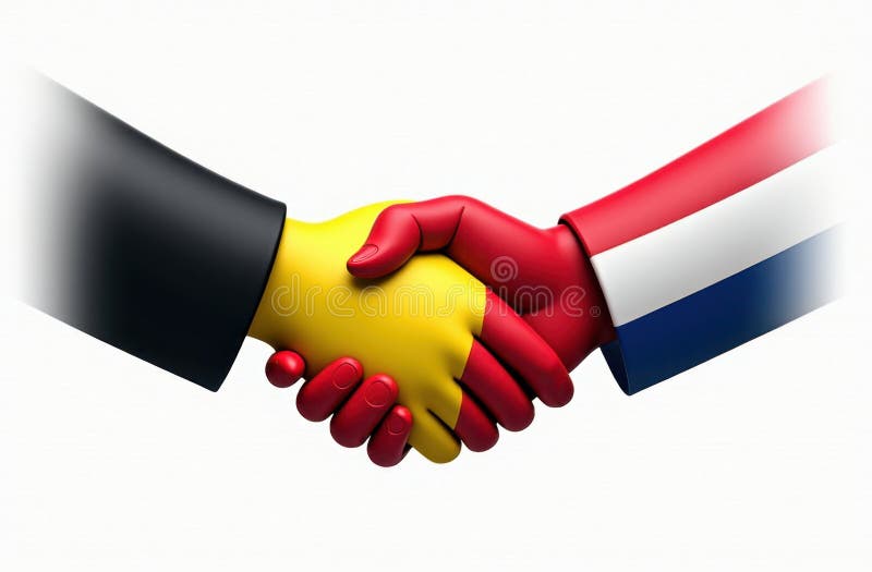 A Dutch Hand Shaking a Belgium Hand at 6-12-2024 Stock Illustration ...