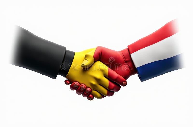 A Dutch Hand Shaking a Belgium Hand at 6-12-2024 Stock Illustration ...
