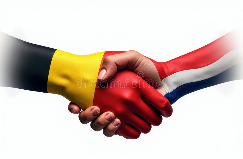 A Dutch Hand Shaking a Belgium Hand at 6-12-2024 Stock Illustration ...