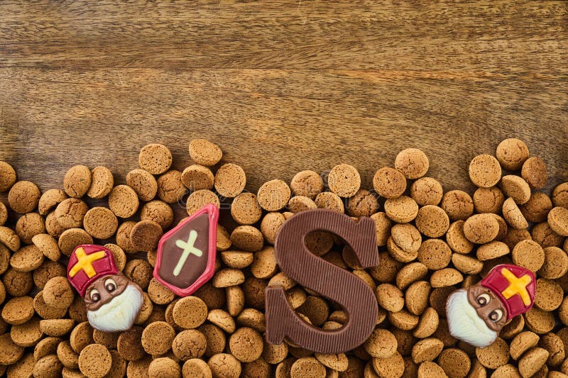 Dutch Holiday Sinterklaas Background with Traditional Sweets and ...