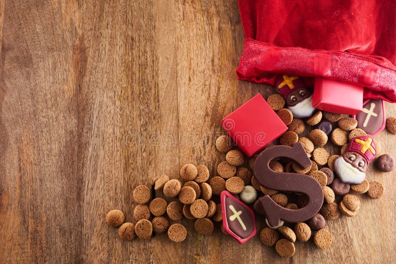 Dutch Holiday Sinterklaas Background with Traditional Sweets and ...