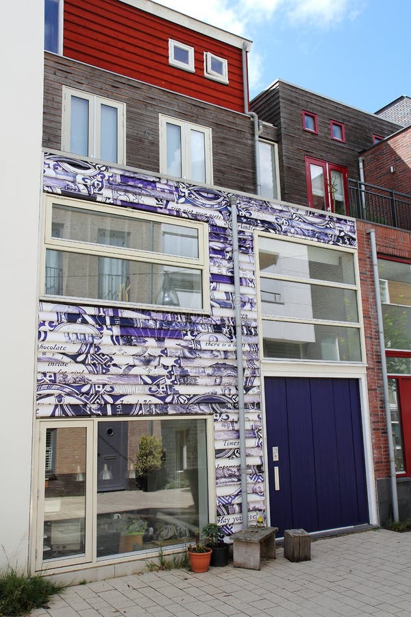 Dutch Home with Delft Blue Facade Stock Photo - Image of buildings ...
