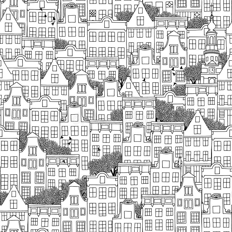 Dutch houses pattern stock vector. Illustration of design - 71700959