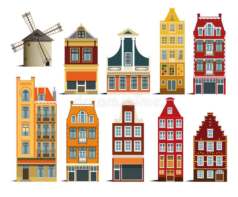 Dutch houses stock vector. Illustration of amsterdam - 41859962
