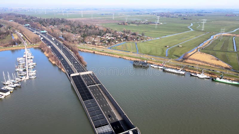 Dutch Infrastructure Highway Going Under Water the River Ij in ...
