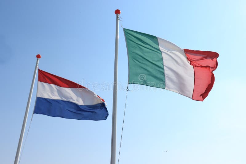 European Flags in a Clear Blue Sky Stock Image - Image of texture ...