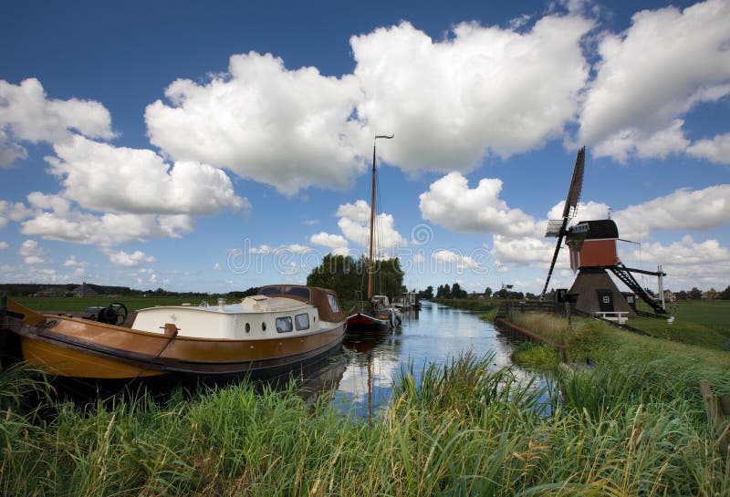 Dutch landscape stock image. Image of river, netherlands - 10727833
