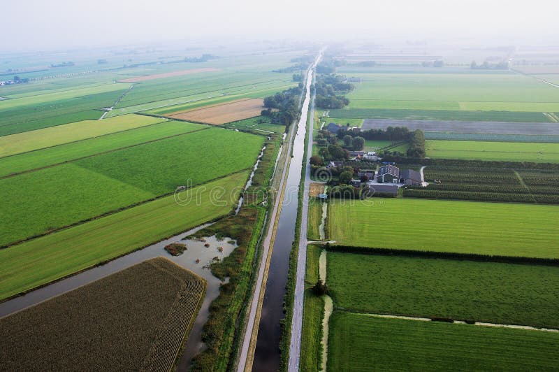 Dutch Landscape with Channel from the Air Stock Image - Image of rural ...