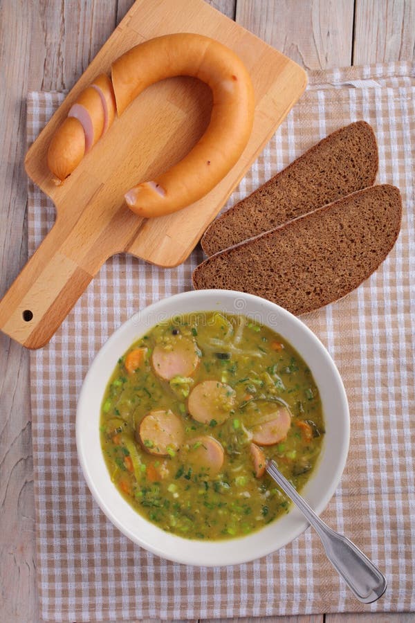 Dutch pea soup snert stock photo. Image of closeup, rookworst - 91621674