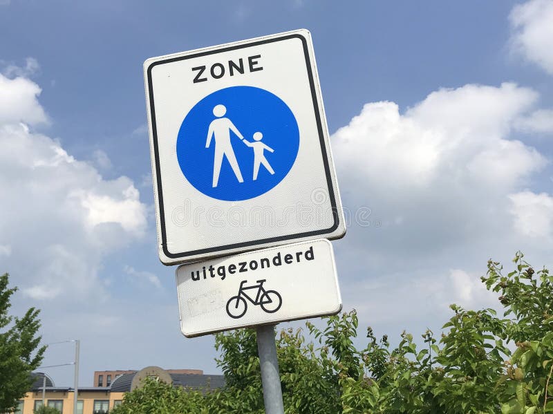Dutch Traffic Road Sign For Moped And Bicycle Path Stock Image - Image ...