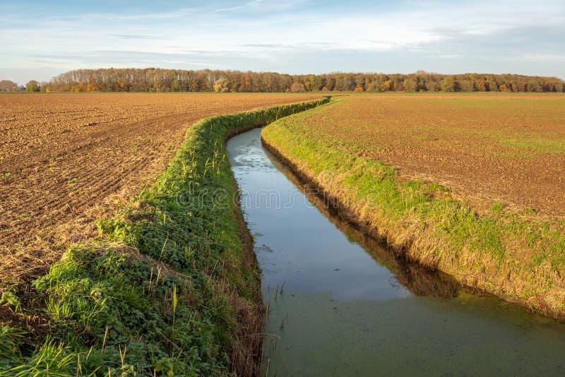 Meandering Ditch in an Agricultural Landscape Stock Photo - Image of ...