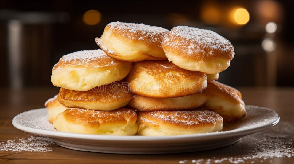 Dutch Poffertjes Fluffy Stack Warm Stock Illustration - Illustration of ...