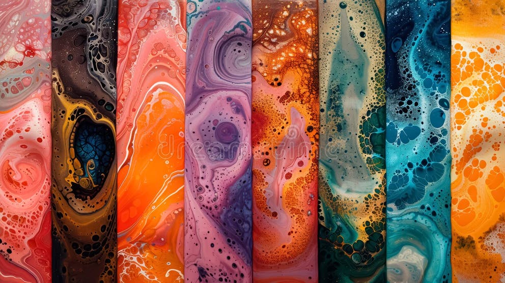 Dutch Pour Painting, Marbling, Different Forms and Structures Stock ...