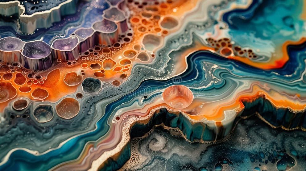 Dutch Pour Painting, Marbling, Different Forms and Structures Stock ...