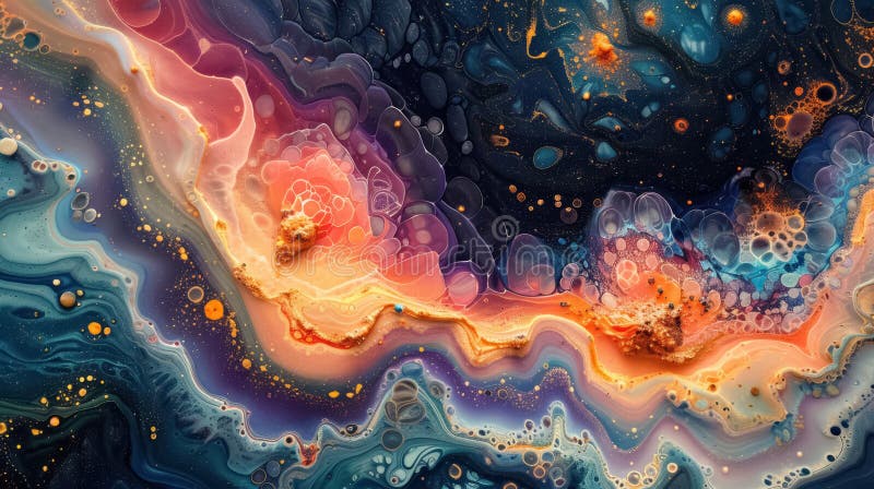 Dutch Pour Painting, Marbling, Different Forms and Structures Stock ...