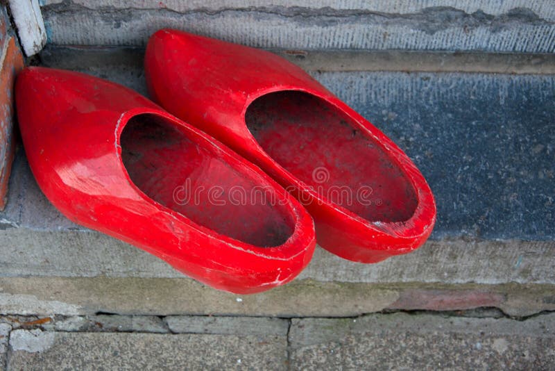 Dutch red clogs stock image. Image of objects, urban - 84648509