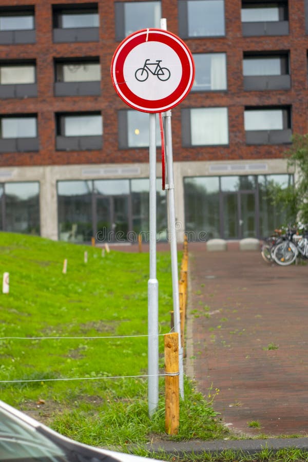 Dutch Road Sign No Access Bicycles Stock Photo - Image of driving ...