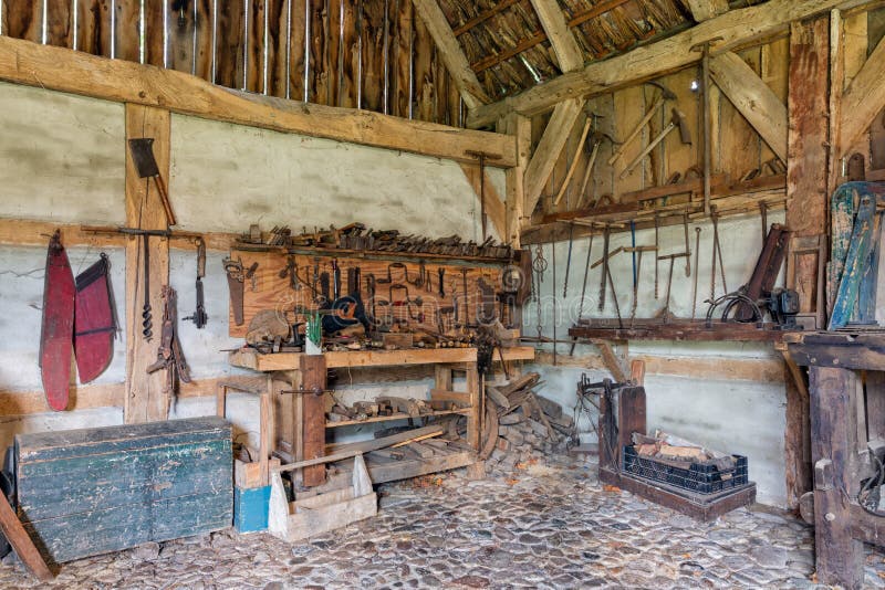 Dutch Rural Open-air Museum with Carpenter Workplace and Old Tools ...