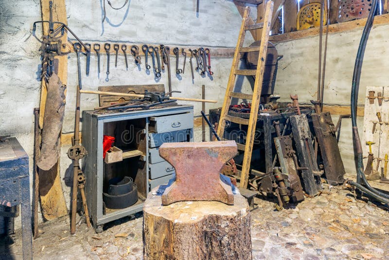 Dutch Rural Open-air Museum with Carpenter Workplace and Old Tools ...