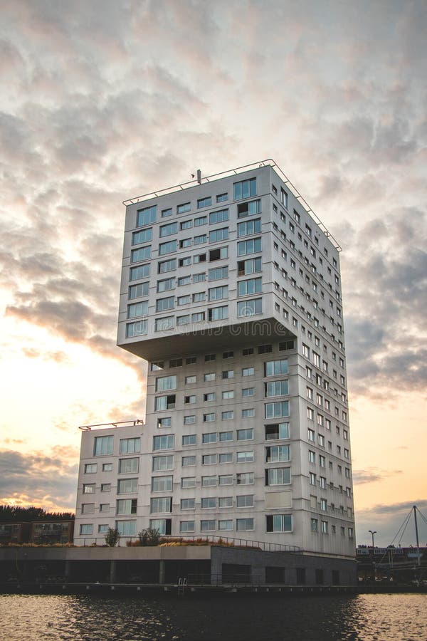 Dutch Skyscraper Design in Almere during Sunrise, Netherlands. Dutch ...