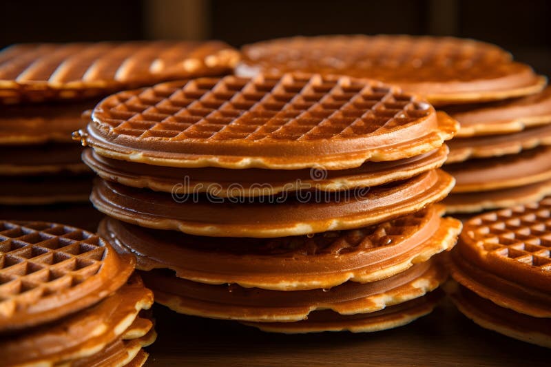 Dutch Stroopwafels, Thin Waffle Cookies Filled with Caramel Syrup Stock ...
