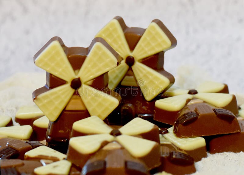 Dutch Style Chocolate Windmills Stock Image - Image of swiss, closeup ...