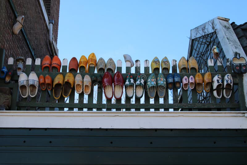Dutch Traditional Old Shoes Clogs in Different Colors Stock Image ...