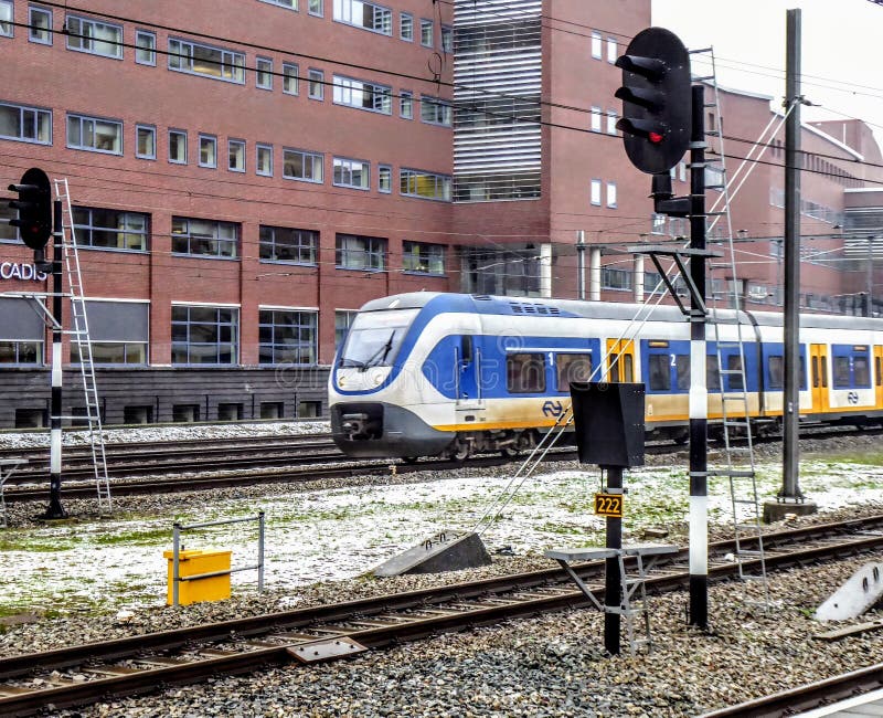 Train Of The NS, Dutch Railways, Sprinter On Track Between Gouda And ...