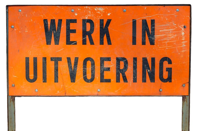 Dutch Construction Road Sign in Winter Stock Photo - Image of manual ...