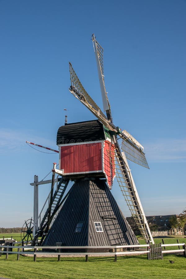 Dutch Wind Mill in a Agricultural Setting Stock Image - Image of ...