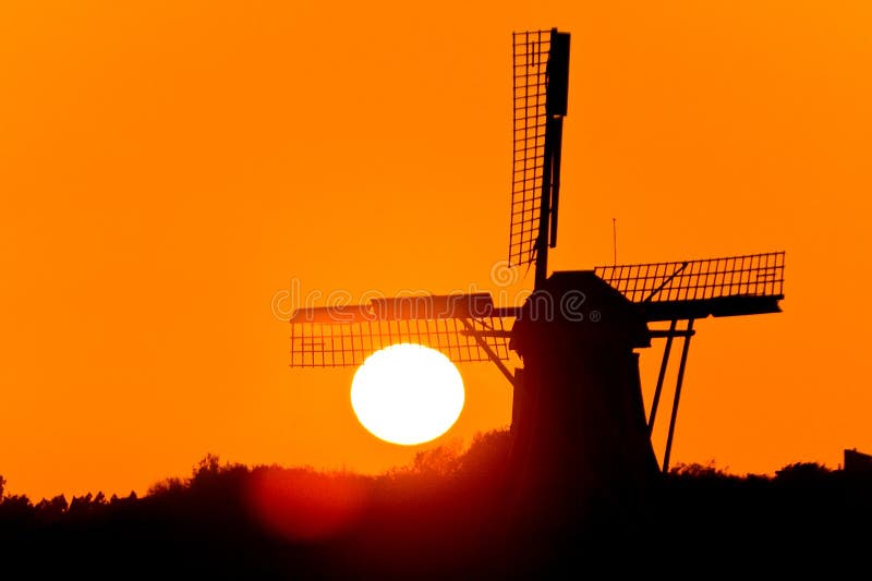 Dutch Wind Mill at a Beautiful Sunset Stock Image - Image of sunrise ...