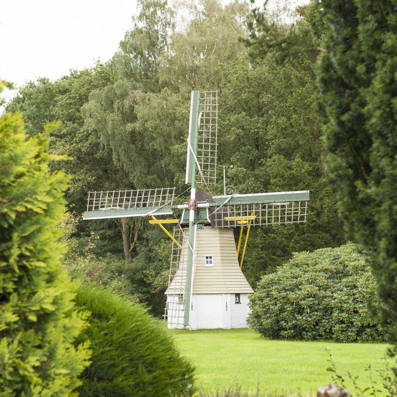 Dutch Wind Mill in Forest Scenery Stock Image - Image of travel ...