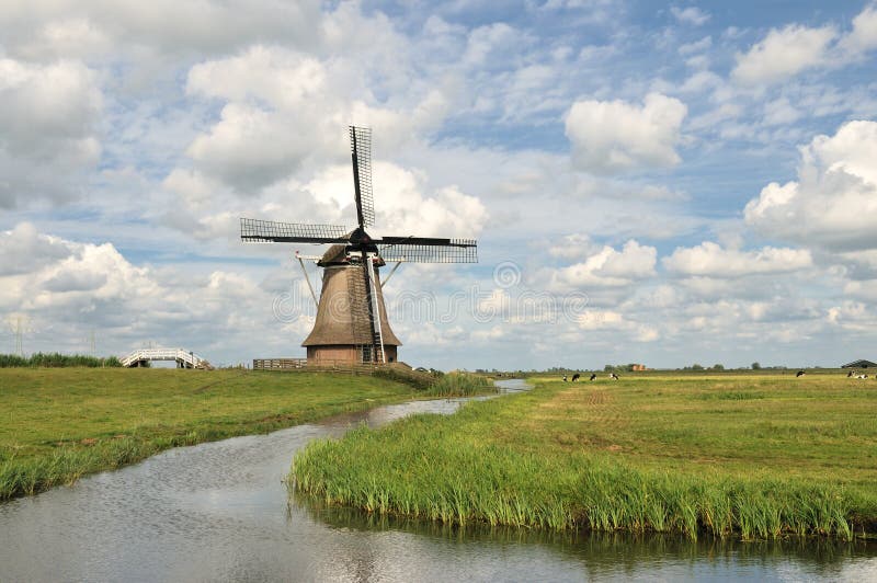 Dutch Windmill , Agricultural Building Stock Photo - Image of rural ...