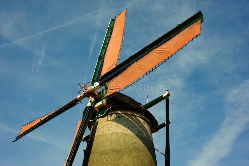 Dutch Windmill with a Clear Blue Sky Stock Photo - Image of historical ...