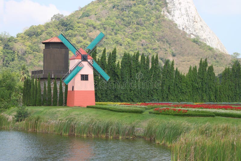 Dutch Windmill Country Farm Stock Image - Image of garden, turbine ...
