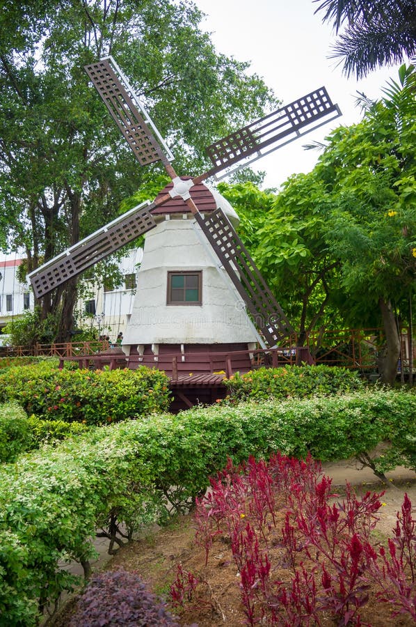 Dutch Windmill In Malacca, Malaysia. Stock Image - Image of flower ...