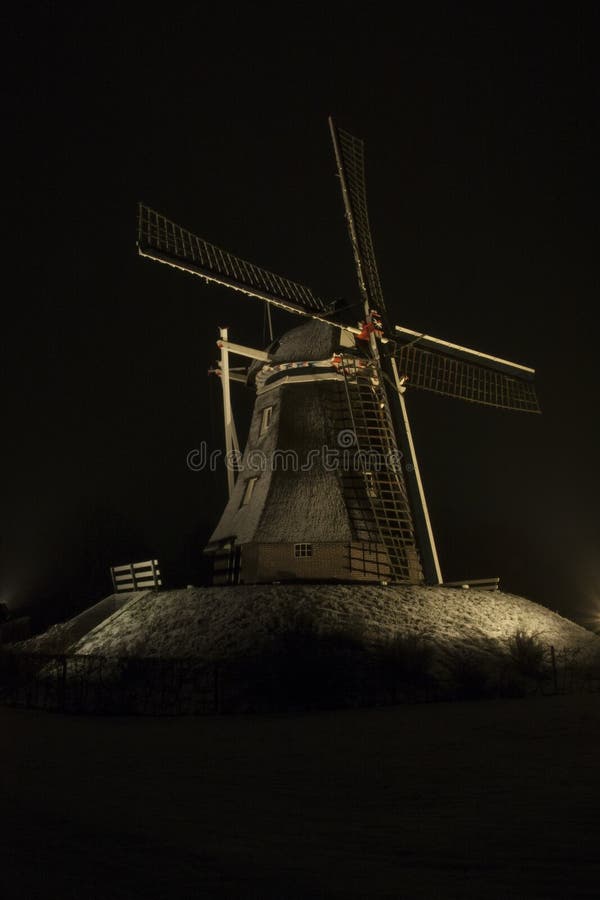 Dutch windmill scenery. stock image. Image of touristic - 132156569