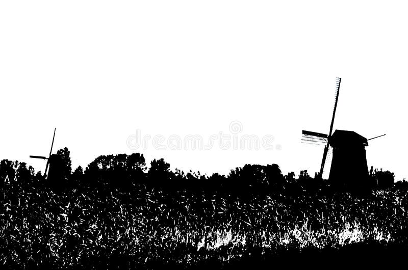 Dutch Windmill Shape Silhouette Stock Image - Image of holland, dutch ...