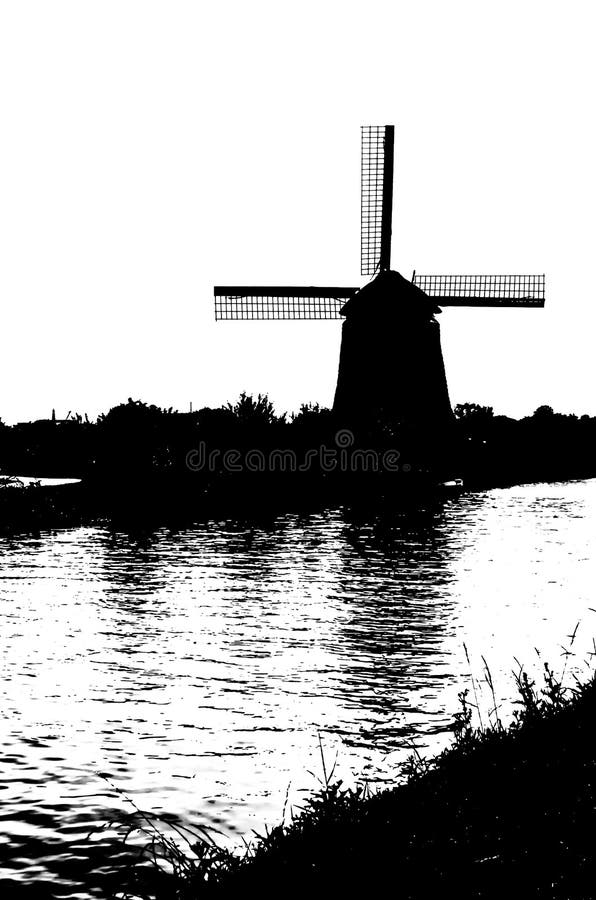 Dutch Windmill Shape Silhouette Stock Image - Image of silhouette ...