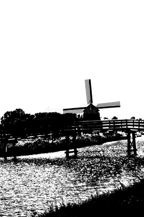 Dutch Windmill Shape Silhouette Stock Image - Image of white, windmill ...