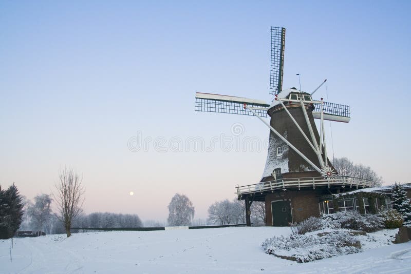 Windmill in the Snow stock photo. Image of farm, agriculture - 139962106