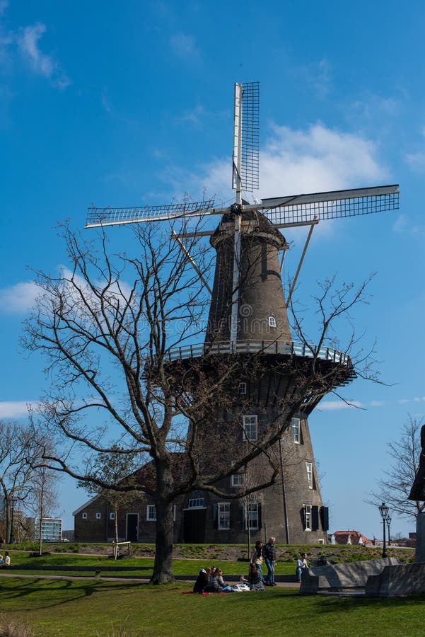 Dutch windmill in spring editorial stock image. Image of holland ...
