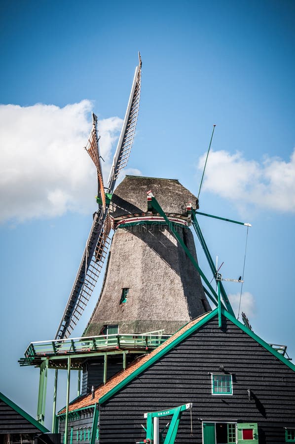 Dutch windmill stock photo. Image of wings, blue, cloud - 32844846