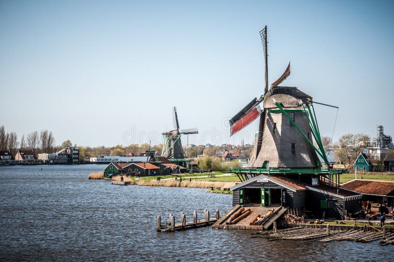 Dutch windmill stock image. Image of windows, zaanse - 32845039